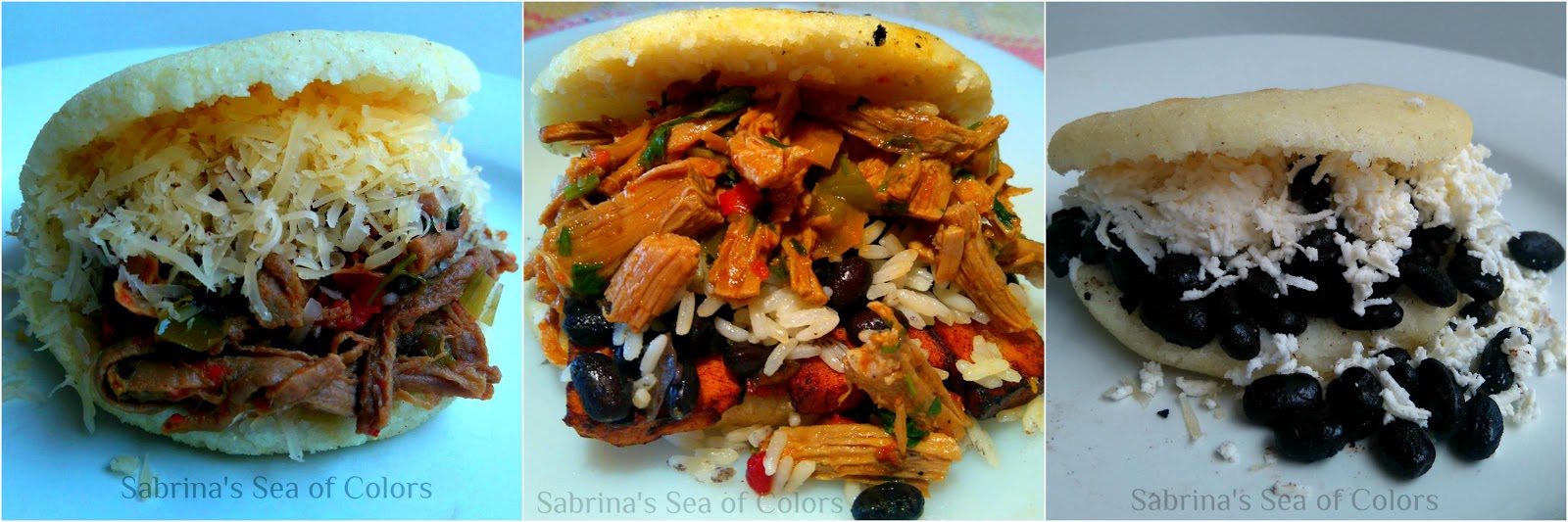 Arepas asadas tradicionales con pabellón - Sabrina´s Sea of Colors