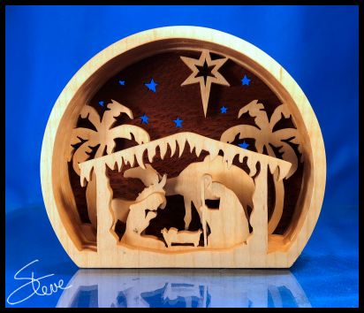 Scrollsaw Workshop: Round Shadow Box Nativity Scroll Saw Pattern.