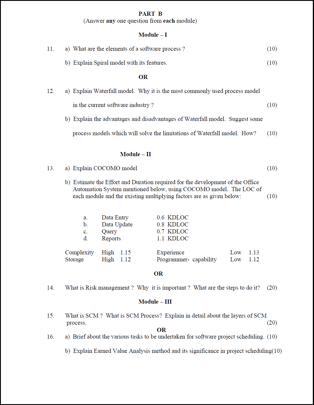 Kerala University B.Tech Software Project Management 2017 Question ...