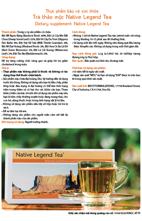 Trà thảo mộc native legend tea - thải độc huyết tương thương hiệu Unicity