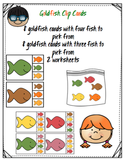 Goldfish Clip Cards ~ Preschool Printables