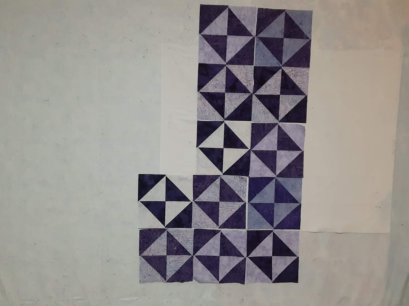 Food and Fiber Floozie: rows done for smaller purple quilt