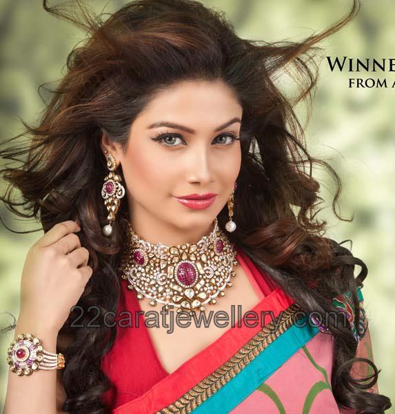 Gorgeous Polki Bridal Set with Large Ruby's - Jewellery Designs
