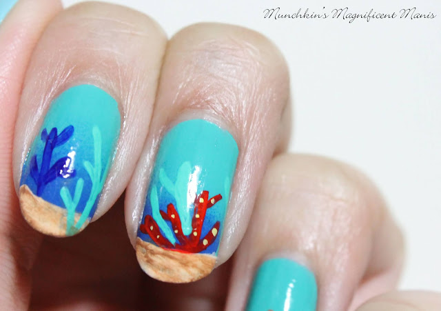 Munchkin’s Magnificent Manis: Under the sea- coral reef nail design