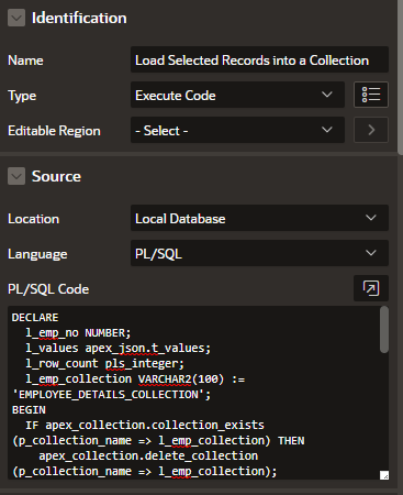 Save Selected Interactive Grid Records into a Collection - Oracle APEX