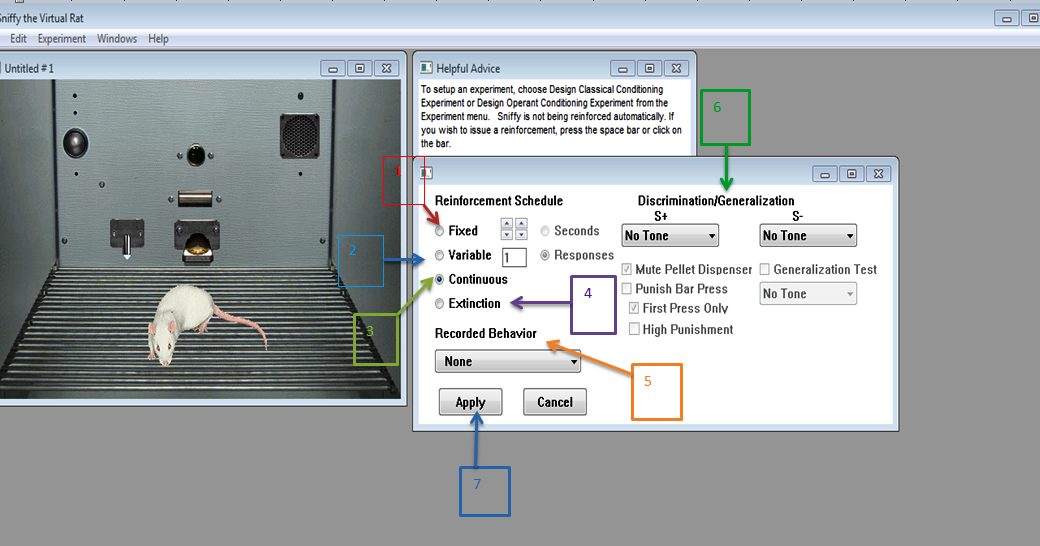 Ventana del condicionamiento operante en sniffy