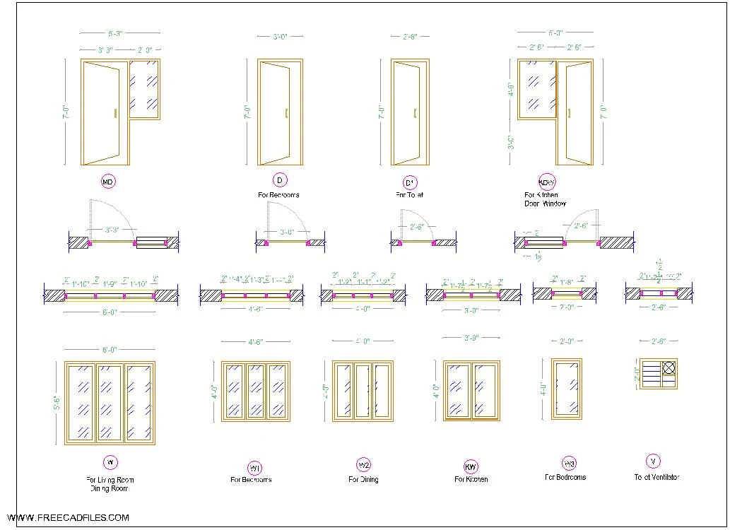House Door And Window CAD Blocks