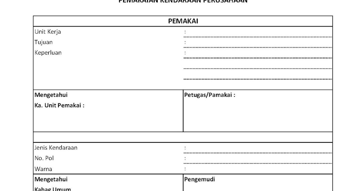 Form Peminjaman Mobil - Perumperindo.co.id