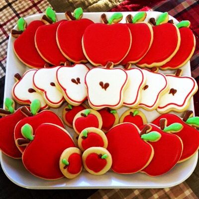 $36 - $43 Decorated Apple Sugar Cookies- Teacher gifts- Fall Cookies ...