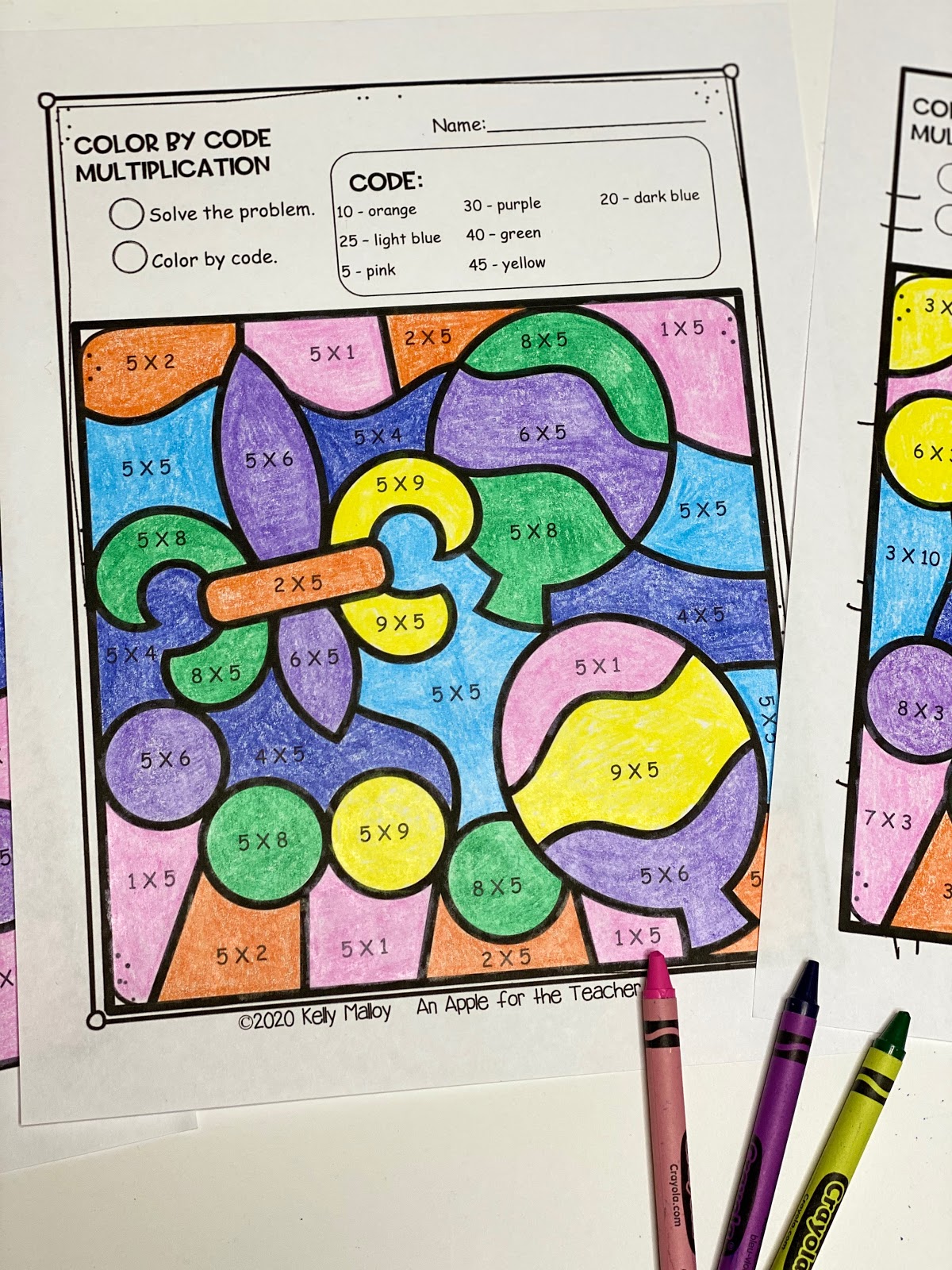 An Apple For The Teacher: Mardi Gras Math Fact Color By Number