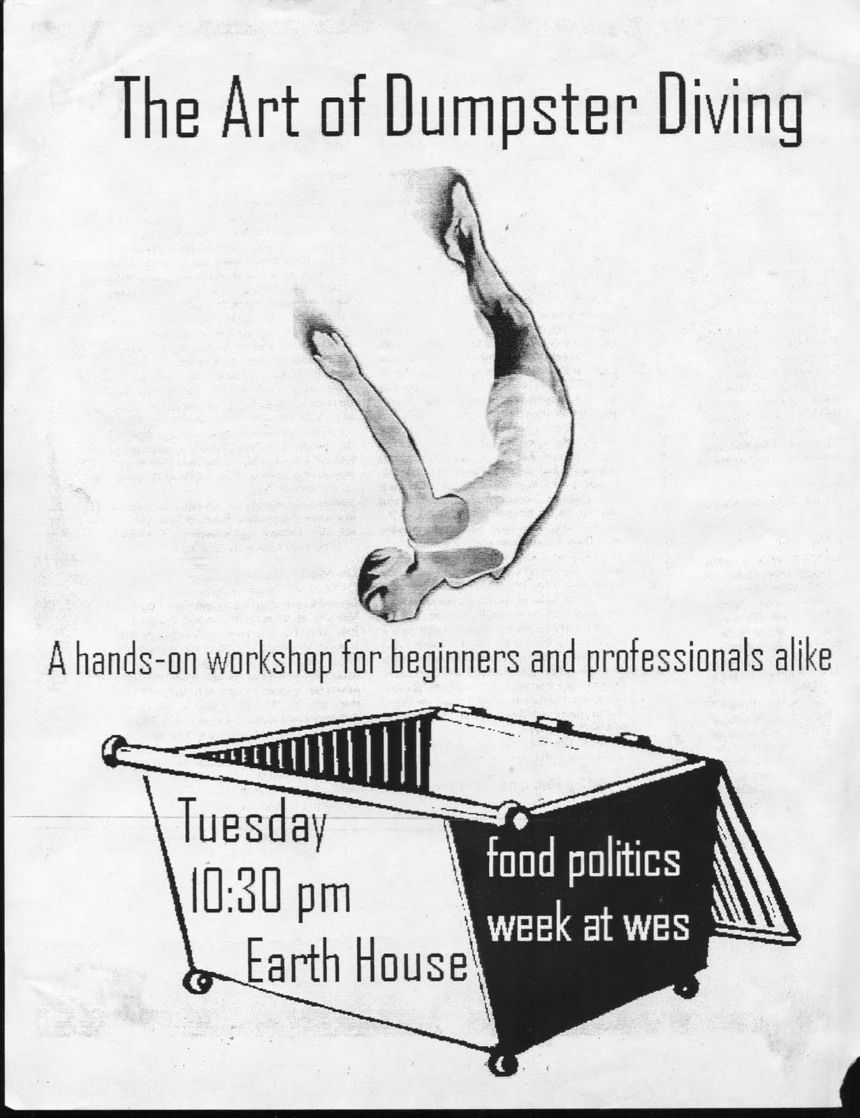 Wesleyan Poster Archive: Dumpster Diving Workshop, 2004, 2005, 2006