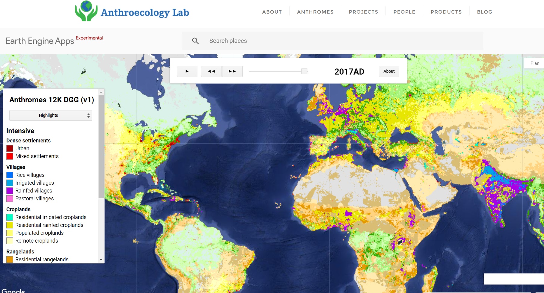 Cartographie numérique: Une carte animée des biomes anthropogéniques ou ...