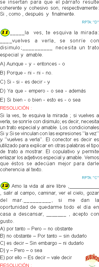 CONECTORES LÓGICOS EJEMPLOS Y EJERCICIOS RESUELTOS DE RAZONAMIENTO VERBAL APTITUD ACADÉMICA ...