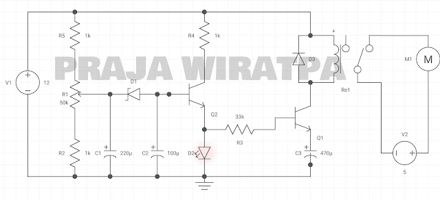 Skema rangkaian delay off timer dengan transistor ~ Praja Wiratpa