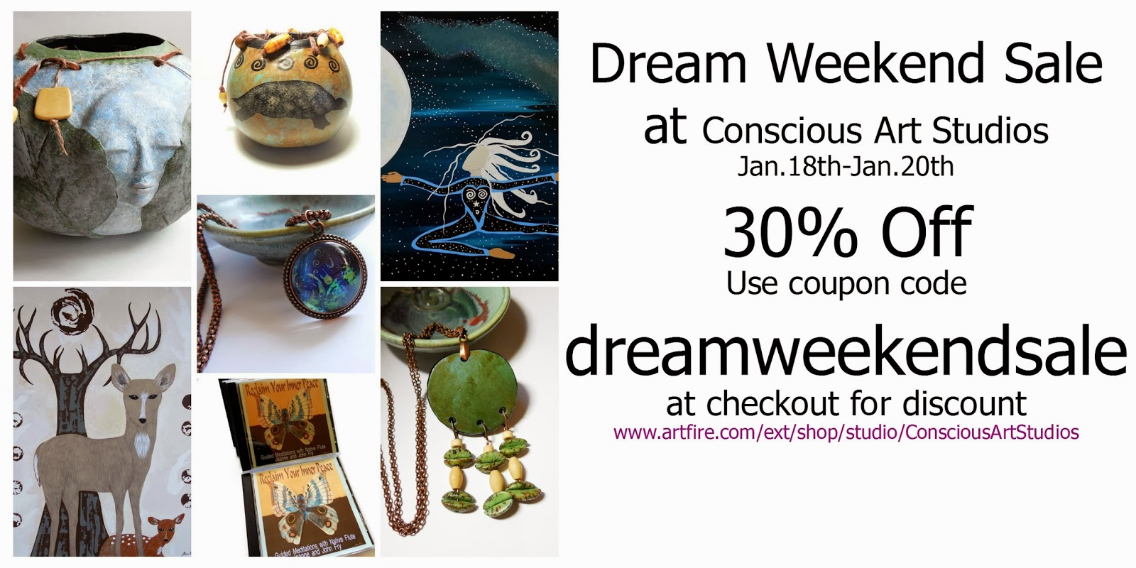 Conscious Art Studios: Dream Weekend Art Sale in January in Conscious ...