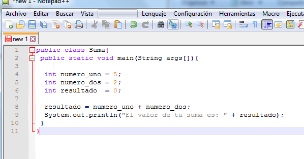 ING. EN SIST. COMP.: Codigo Java: Suma de dos numeros con variable ...