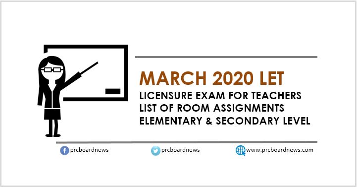 LIST: Room Assignments March 2020 LET Teachers board exam