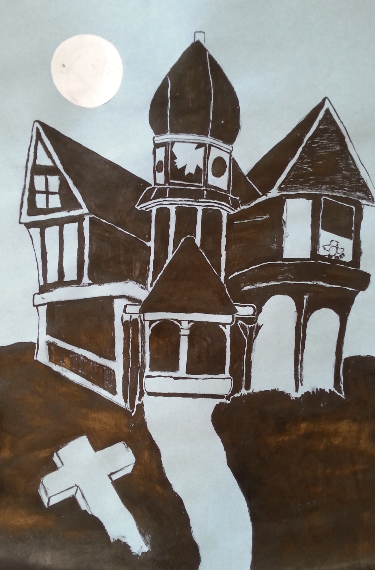 a faithful attempt: Haunted House Silhouette Painting