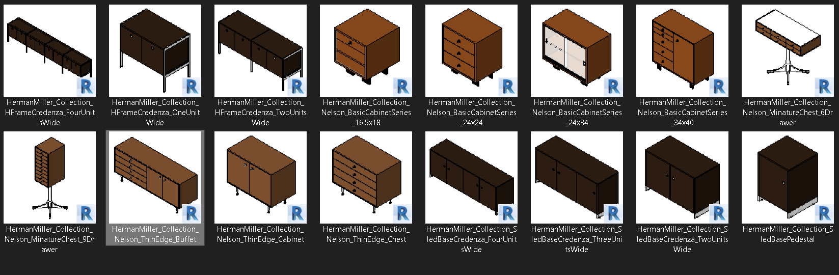 Armários de apoio para escritório em Revit - Famílias Revit