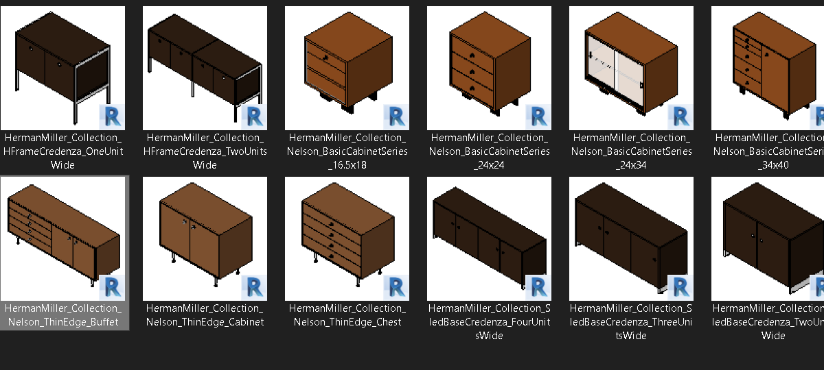 Armários de apoio para escritório em Revit - Famílias Revit