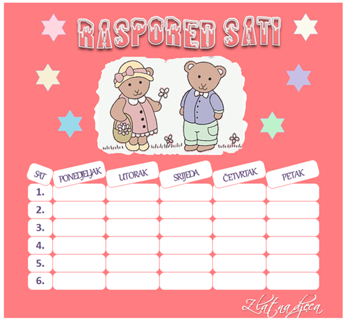 Zlatna djeca: Raspored sati