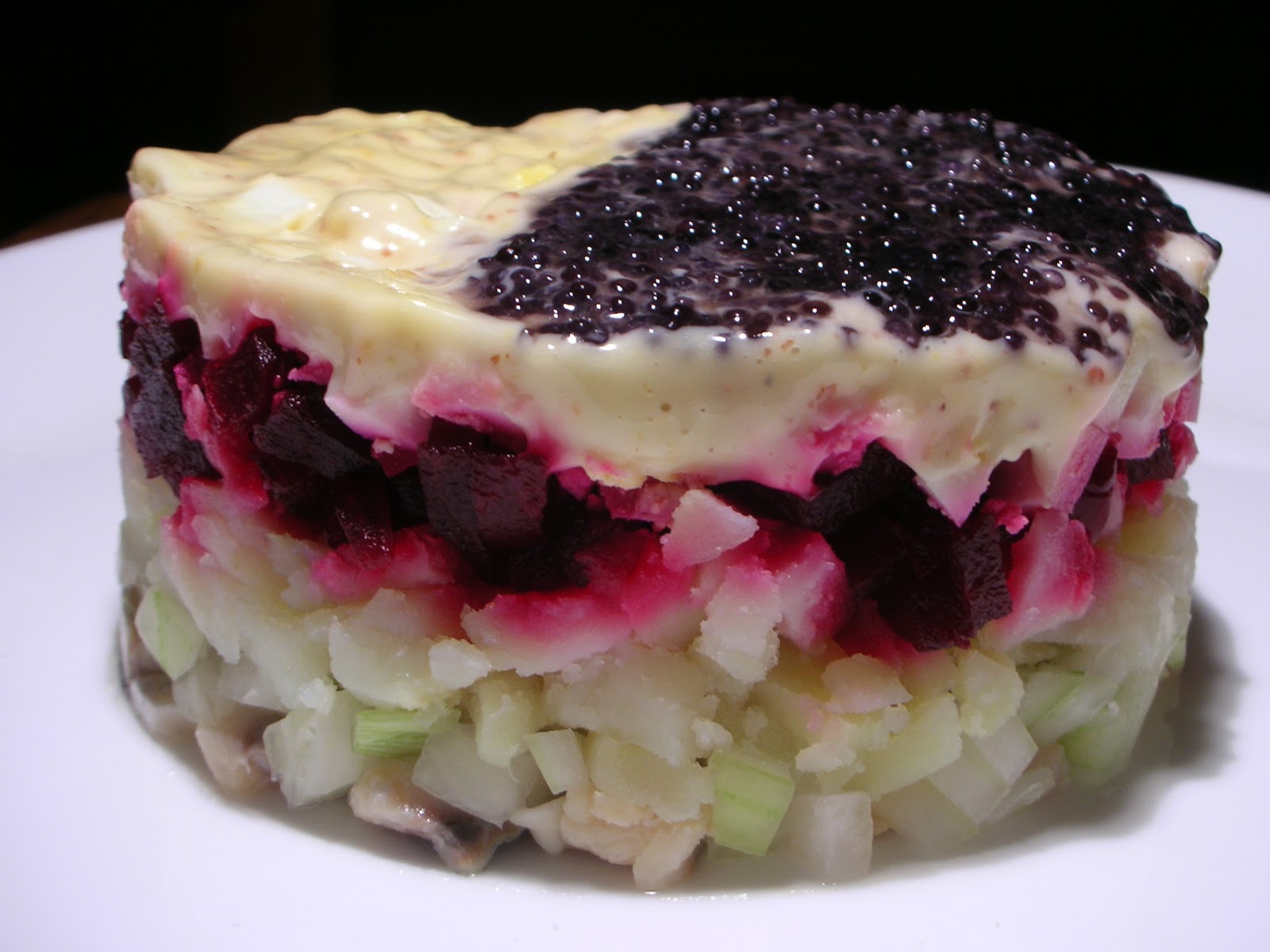 Easily Good Eats: Herring Beetroot Potato Salad with Caviar Recipe