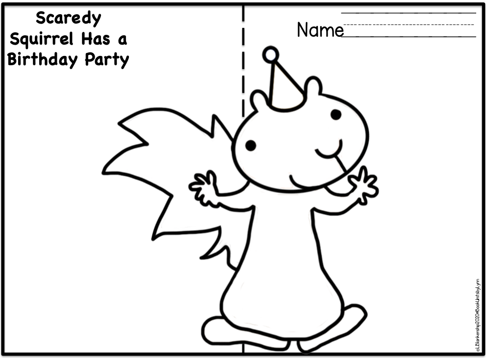 SCAREDY SQUIRREL HAS A BIRTHDAY PARTY BOOK CRAFT ~ Book Units by Lynn