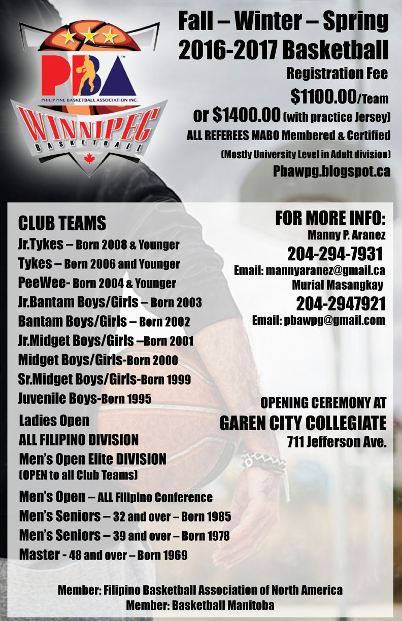 PBA Winnipeg Announces Fall / Winter 2016-17 League Details ...