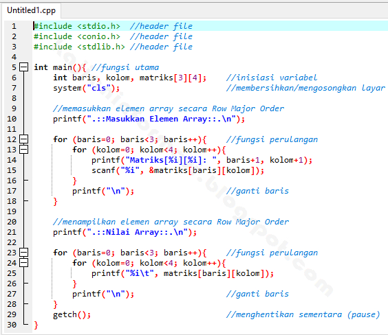 Source Code Input Nilai Array 3x4 Pada C Kajian Informasi