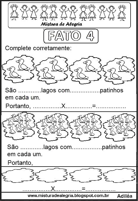 TABUADA DE MULTIPLICAÇÃO DO 4 ILUSTRADA, IMPRIMIR E COLORIR-Mistura de ...