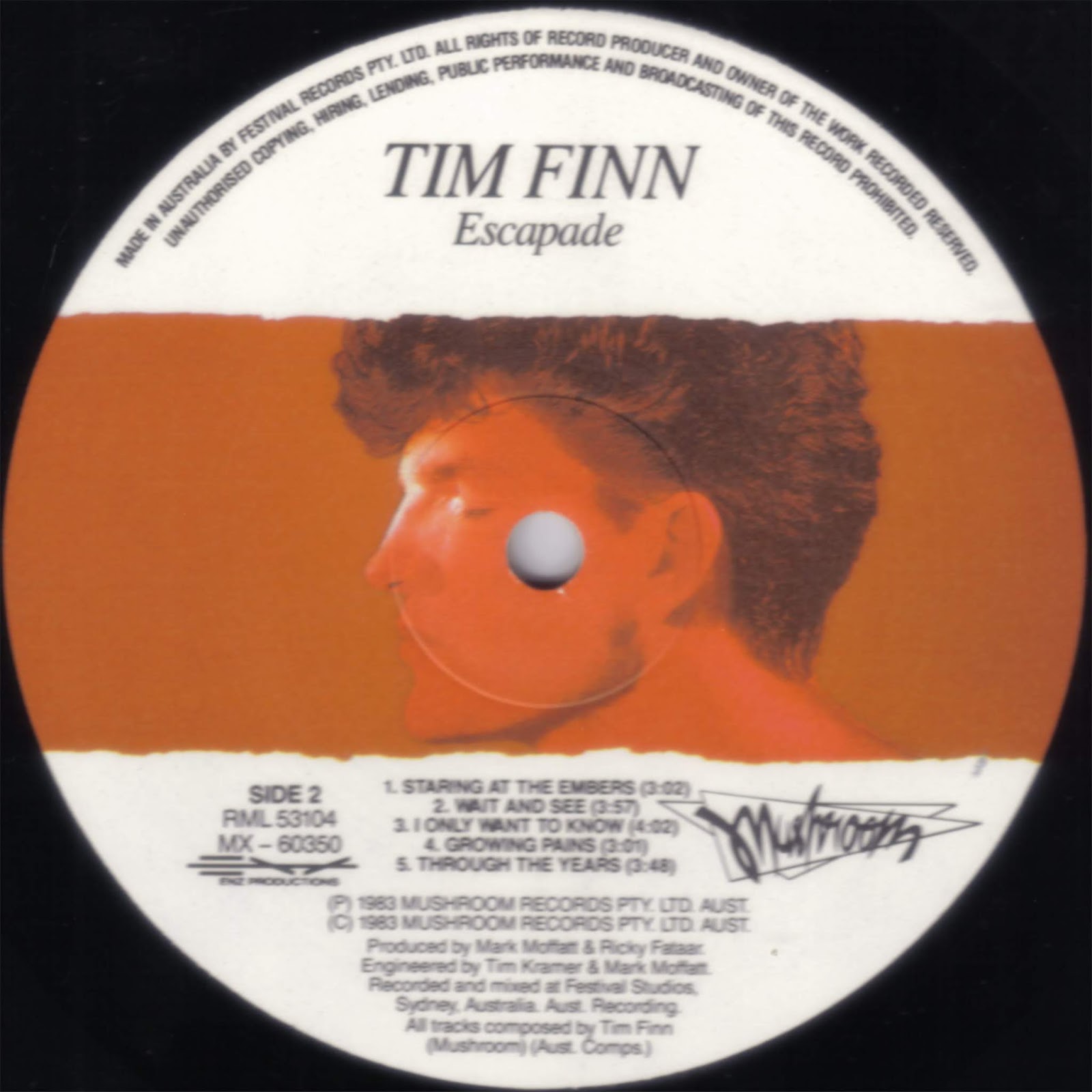 Rock On Vinyl: Tim Finn - Escapade (1983) + Bonus Tracks