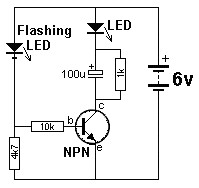 Un transistor du circuit de clignotant LED