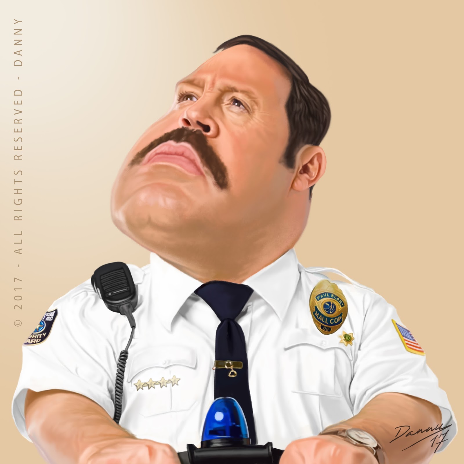 Danny's Illustrations: Kevin James Caricature as Mall Cop Paul Blart