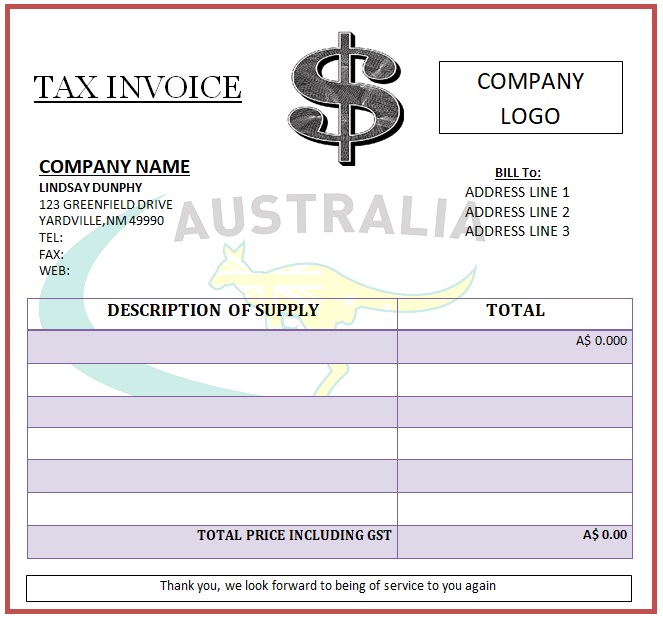 Sample Invoice Template Australia - Invoice Template