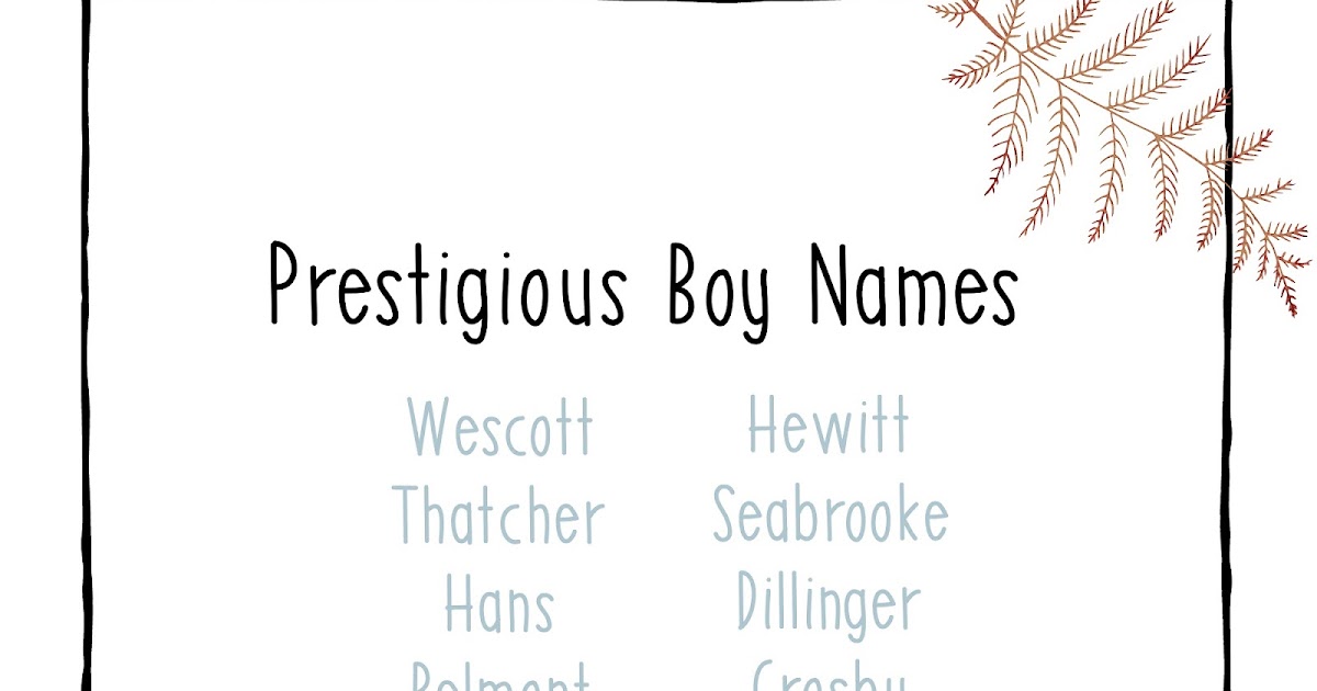 Ren's Baby Name Blog: Prestigious Names