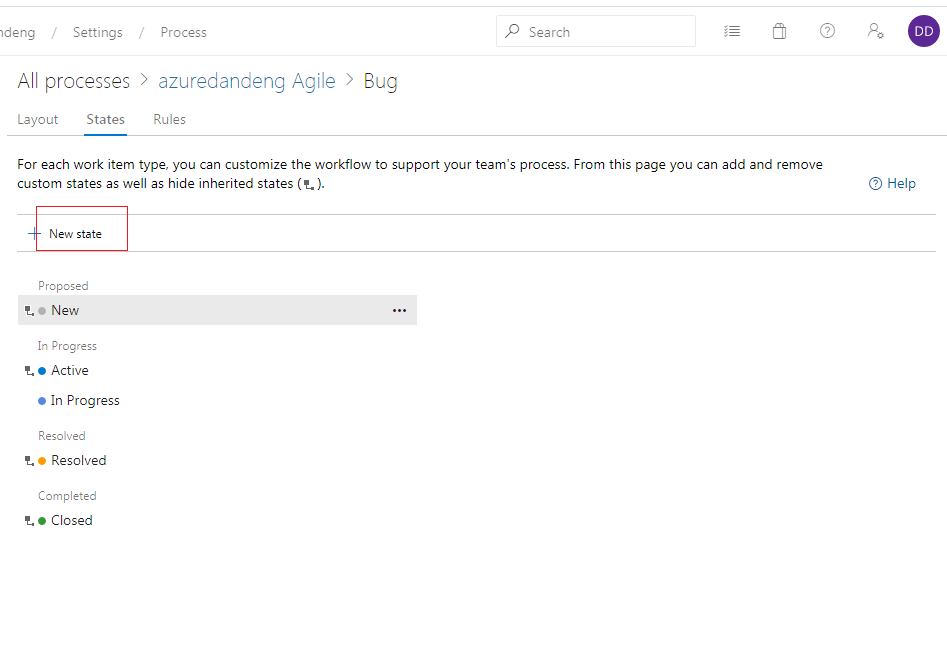 Tech Corner: How to add a new state to the BUG work item in Azure DevOps?