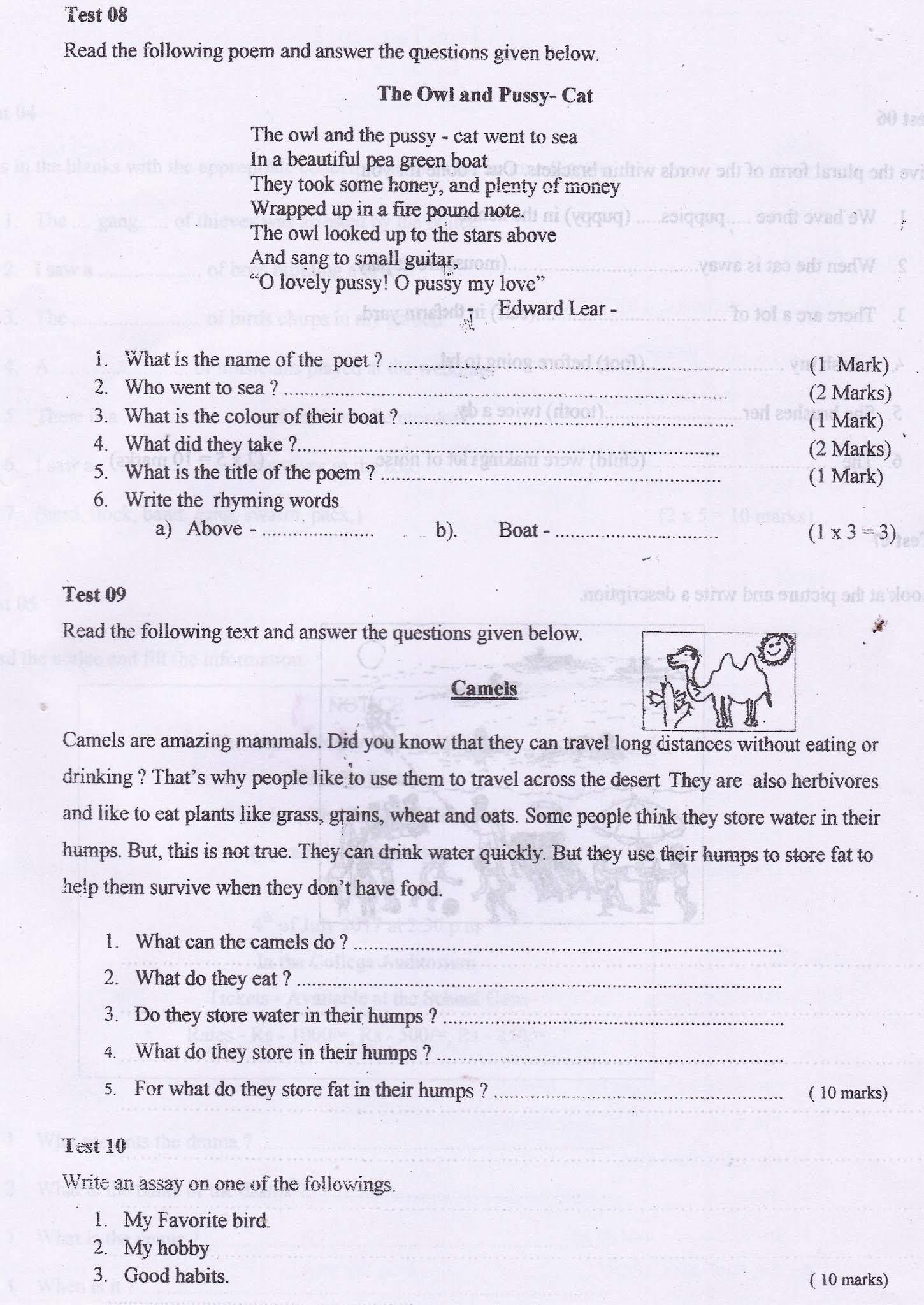 English Model Activities O/ L : ENGLISH TERM TEST PAPERS AND MODEL ...