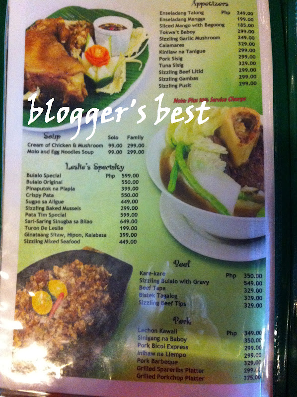 Blogger's Best Vacations, Places and Food Trips: Leslie's Restaurant ...