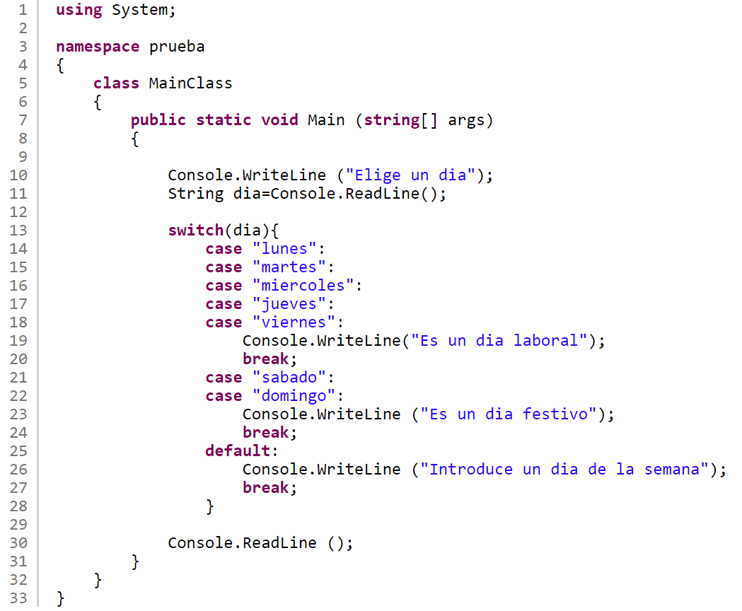 Aplicación con estructuras Condicionales en C#.