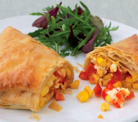 Sweet corn and pepper filo triangles recipe -Taste USA