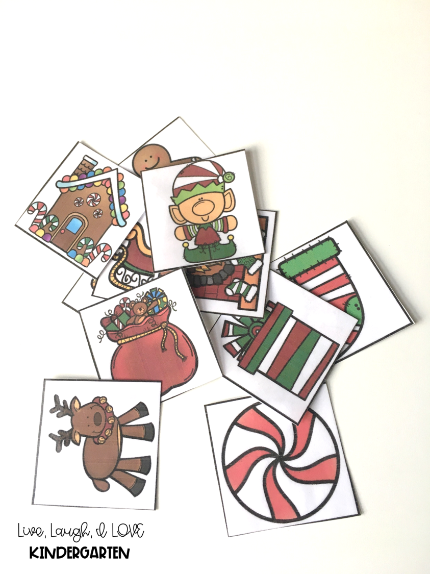 I made these Christmas cards with different picture objects on them.