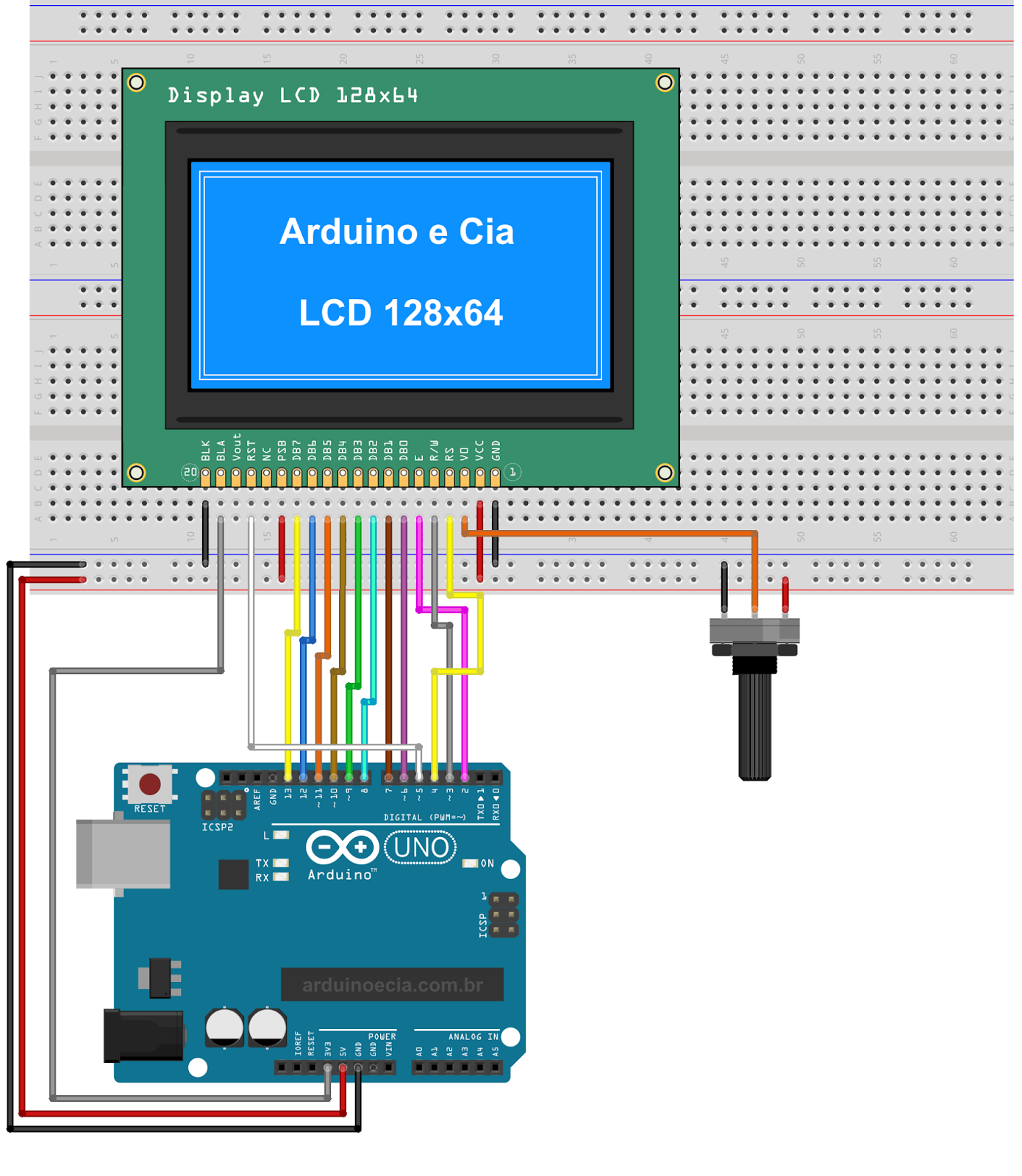 Display Gr fico LCD 128x64 ST7920 Em Modo 8 Bits paralelo Arduino E Cia