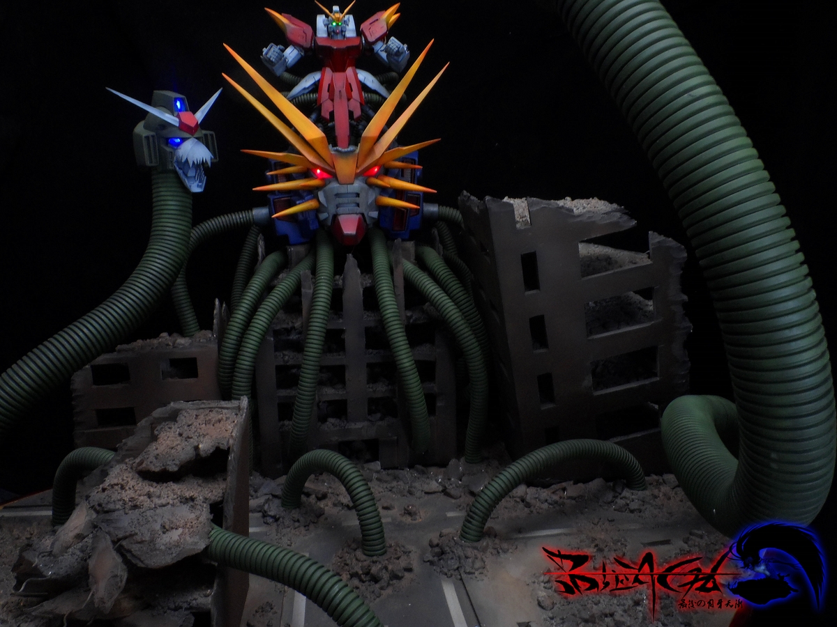 Custom Build: MG 1/100 God Gundam VS Devil Gundam Diorama