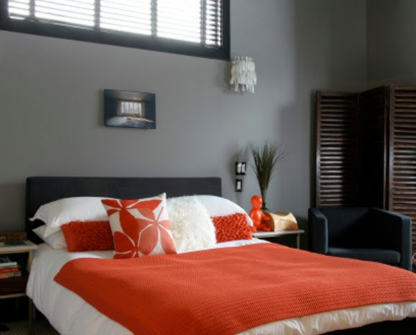Dormitorios en naranja y gris - Colores en Casa