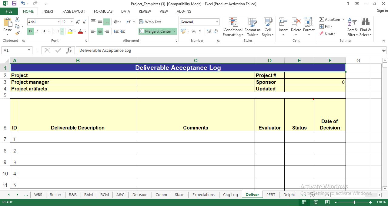 Project Management Template Excel