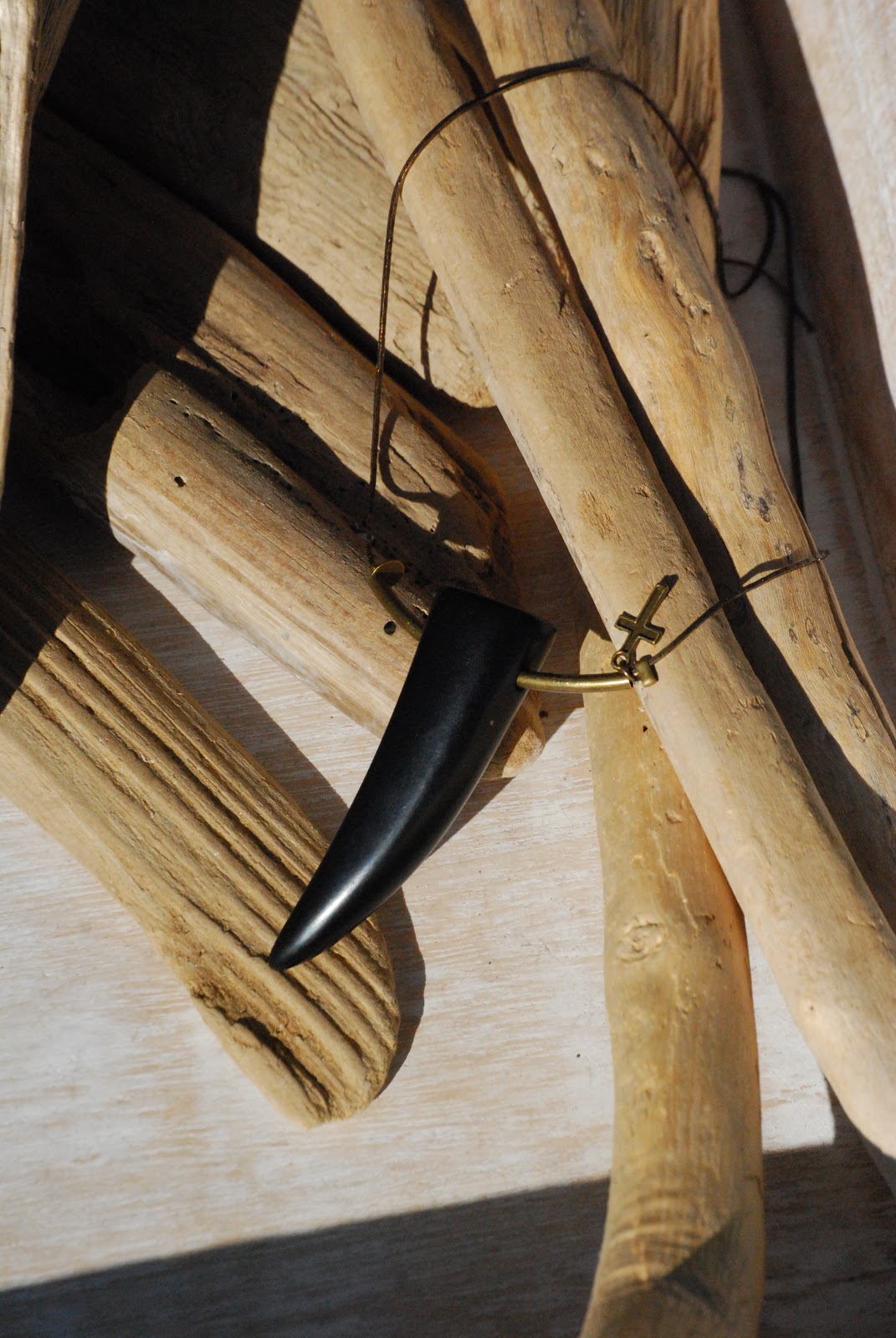 b e a c h & e a u: COLMILLO NEGRO....montado en cadena.....pieza única ...