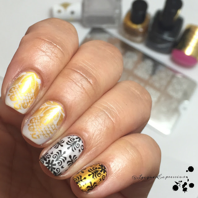 Step-by-step Nail Art Thursday - Stamped Damascus Nails - LacquerExpression