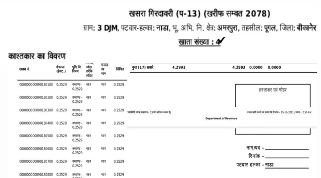 2023 : गिरदावरी ऑनलाइन राजस्थान (Girdawari Report Rajasthan), जमाबंदी ...