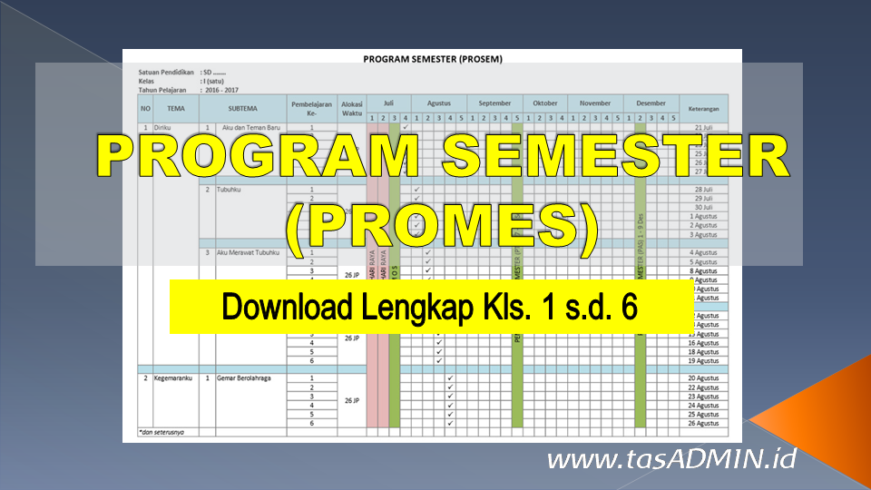 Download Lengkap Program Semester (Prosem) Jenjang SD - tasADMIN