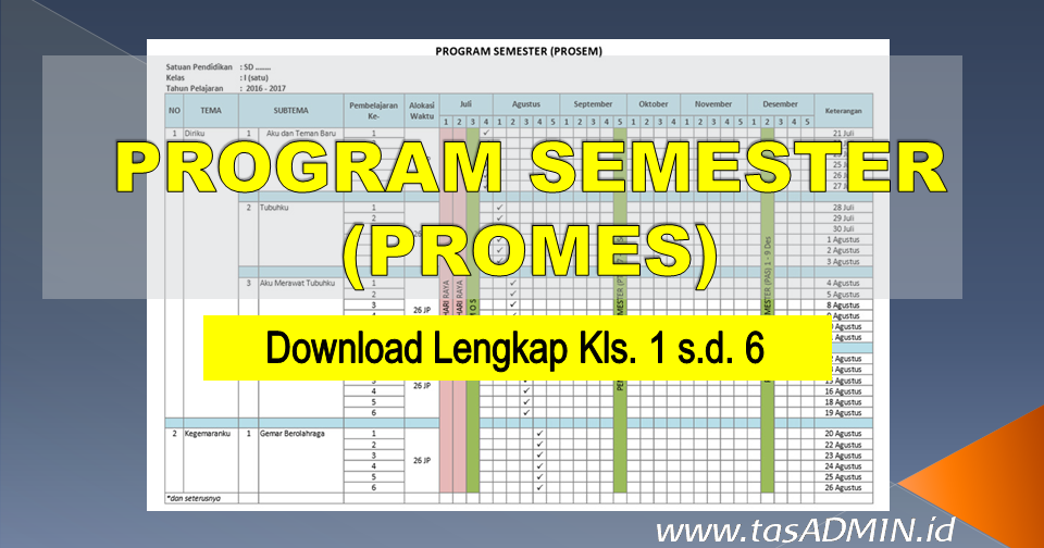 Download Lengkap Program Semester (Prosem) Jenjang SD - tasADMIN